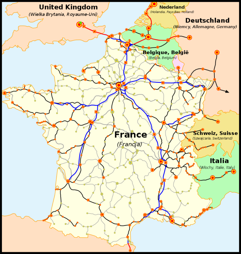 Carte du réseau ferroviaire en France